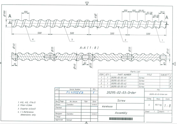 Black PA6 Worm Screws YT Conveyor